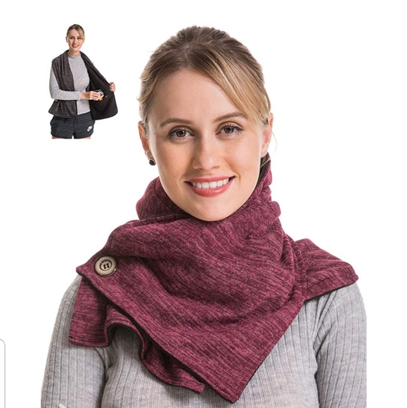 Accessories | Burgundy Multiway Scarf W 2 Zip Close Pockets | Poshmark